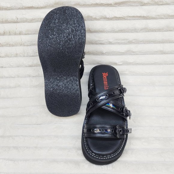 Demonia | Shoes | Emily 02 Platform Bat Buckle Slip On Goth Sandals ...